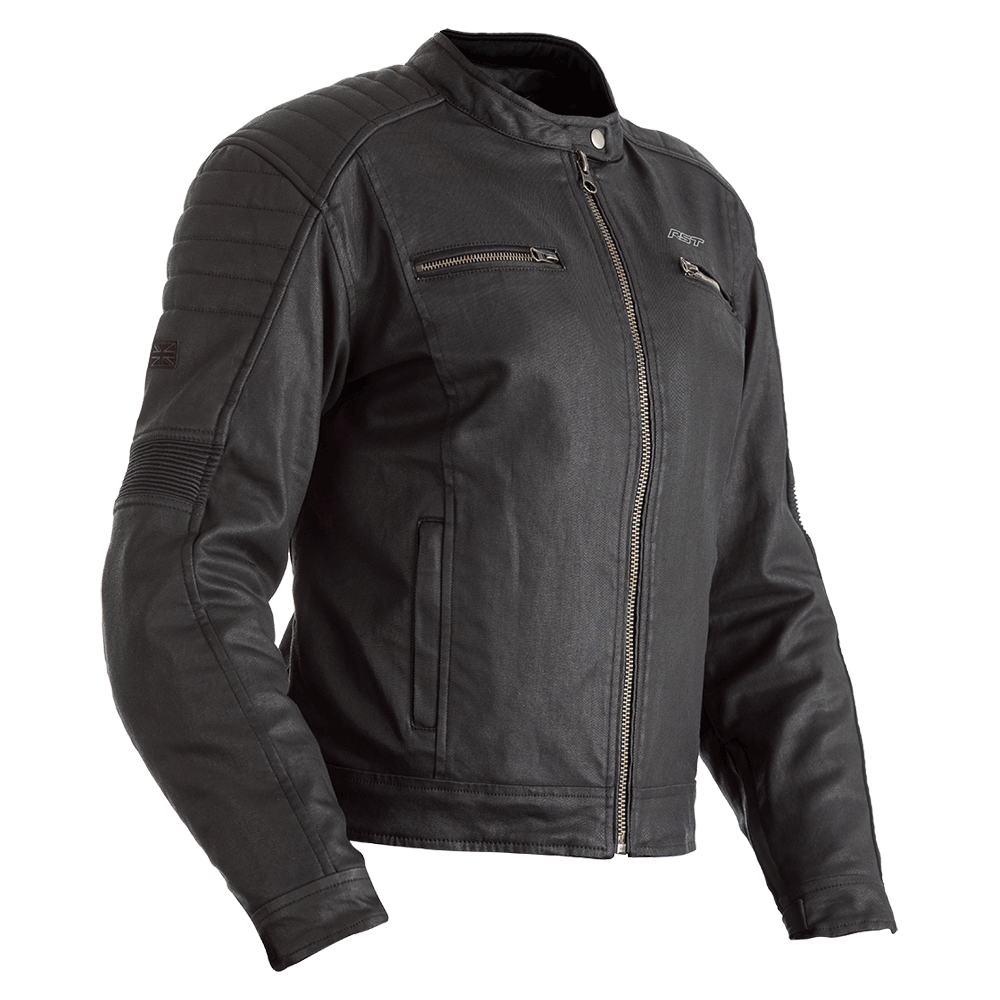 RST Brixton CE Ladies Waterproof Wax Jacket - Black – MotoHeaven