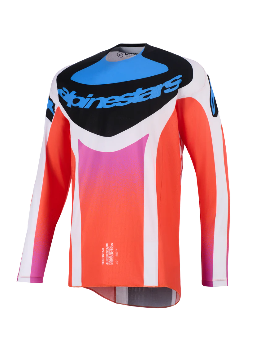Alpinestars 2026 Techstar Knif Jersey - Light Gray/Orange/Fluro Black ...