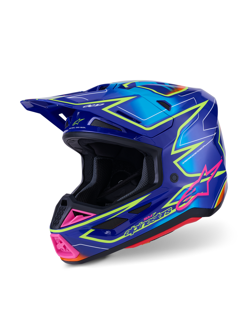 Alpinestars SM7 Cast ECE06 Helmet - Blue/Pink/Fluro-Yellow/Glossy ...